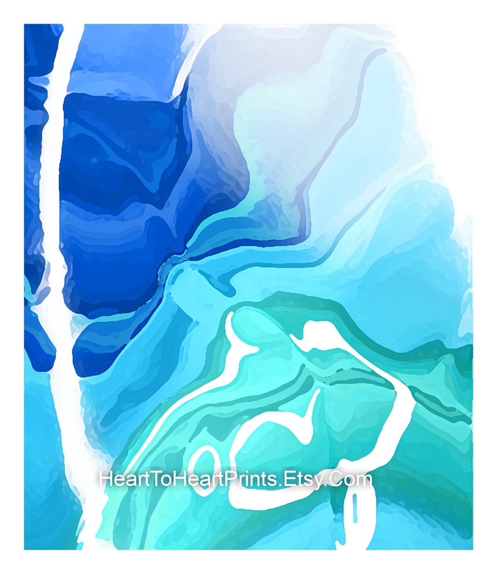 Turquoise Abstract Wall Art Set of 3 PRINTABLE Art Aqua Blue Abstract ...