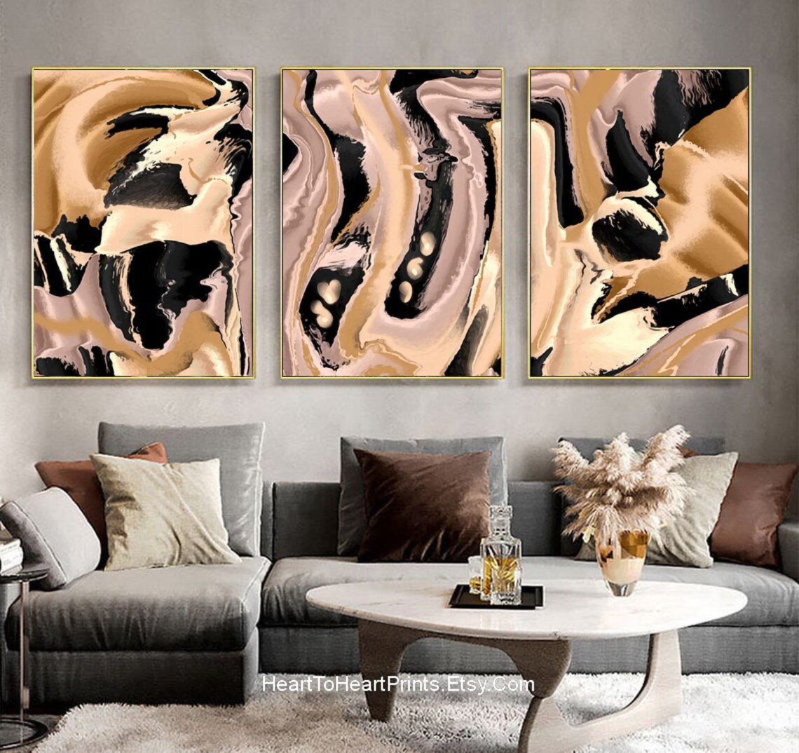 Earth Tones Abstract Painting Set of 3 Posters DIGITAL | Etsy