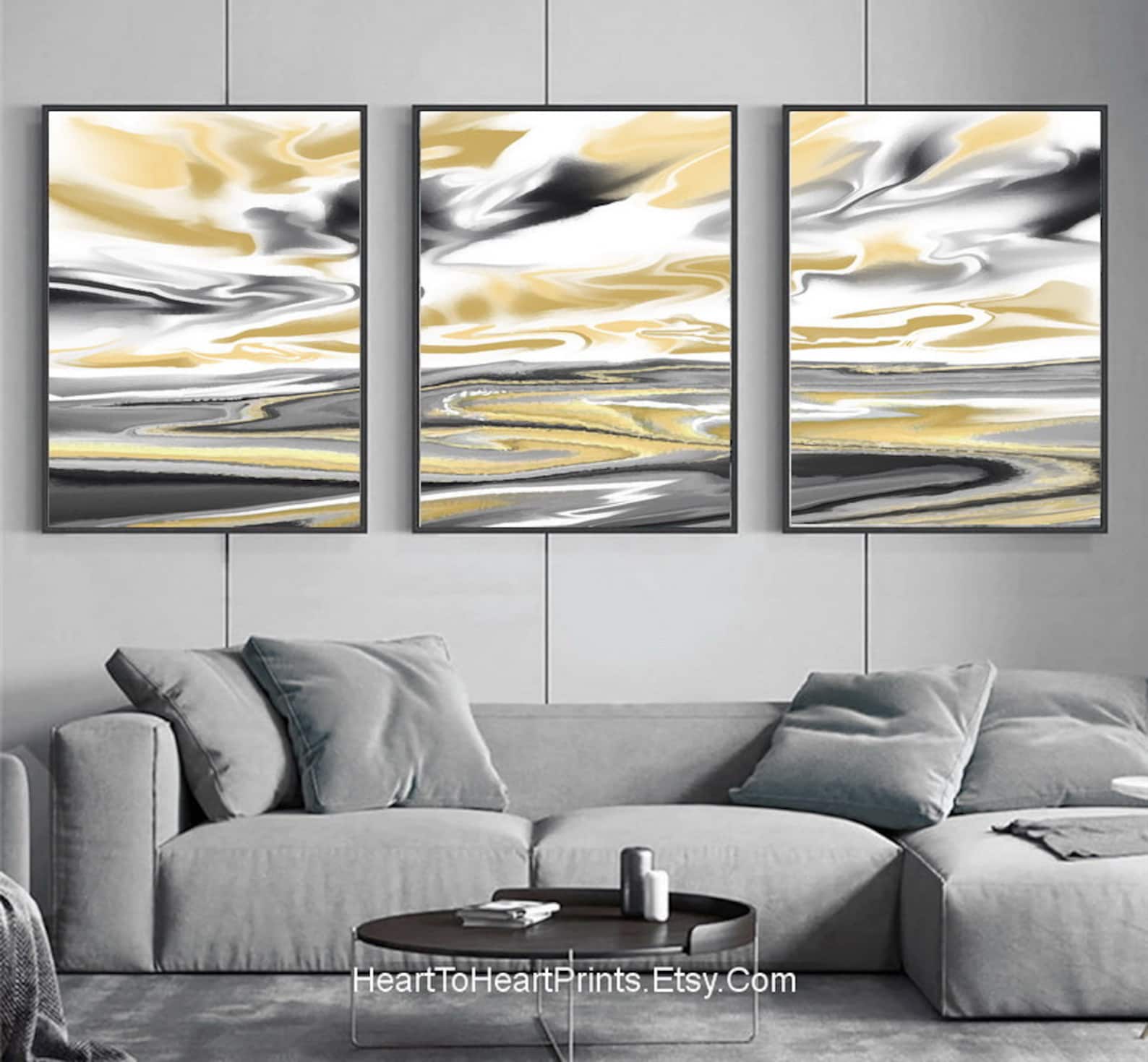 Gray Abstract Wall Art Set of 3 Posters Gray PRINTABLE Large - Etsy