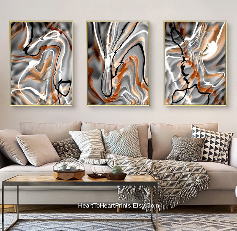 Simple Abstract Gallery Wall Art Set of 3 Neutral Abstract - Etsy