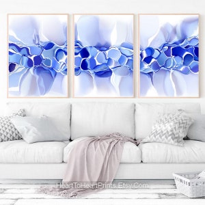 Light Blue Abstract Painting PRINTABLE Wall Art Set of 3 Extra Large ...