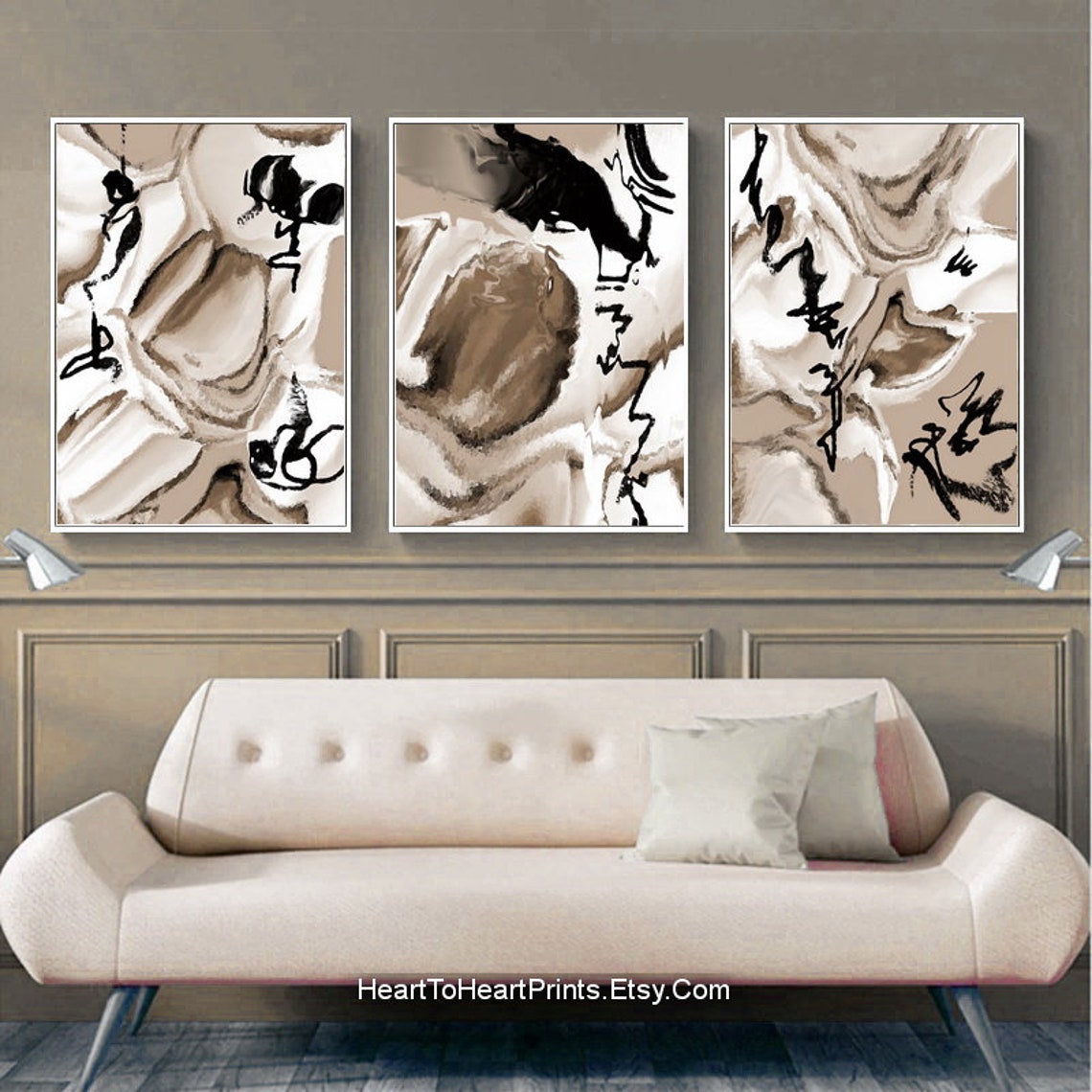 Neutral Simple Abstract Art Set of 3 PRINTABLE Minimalist - Etsy