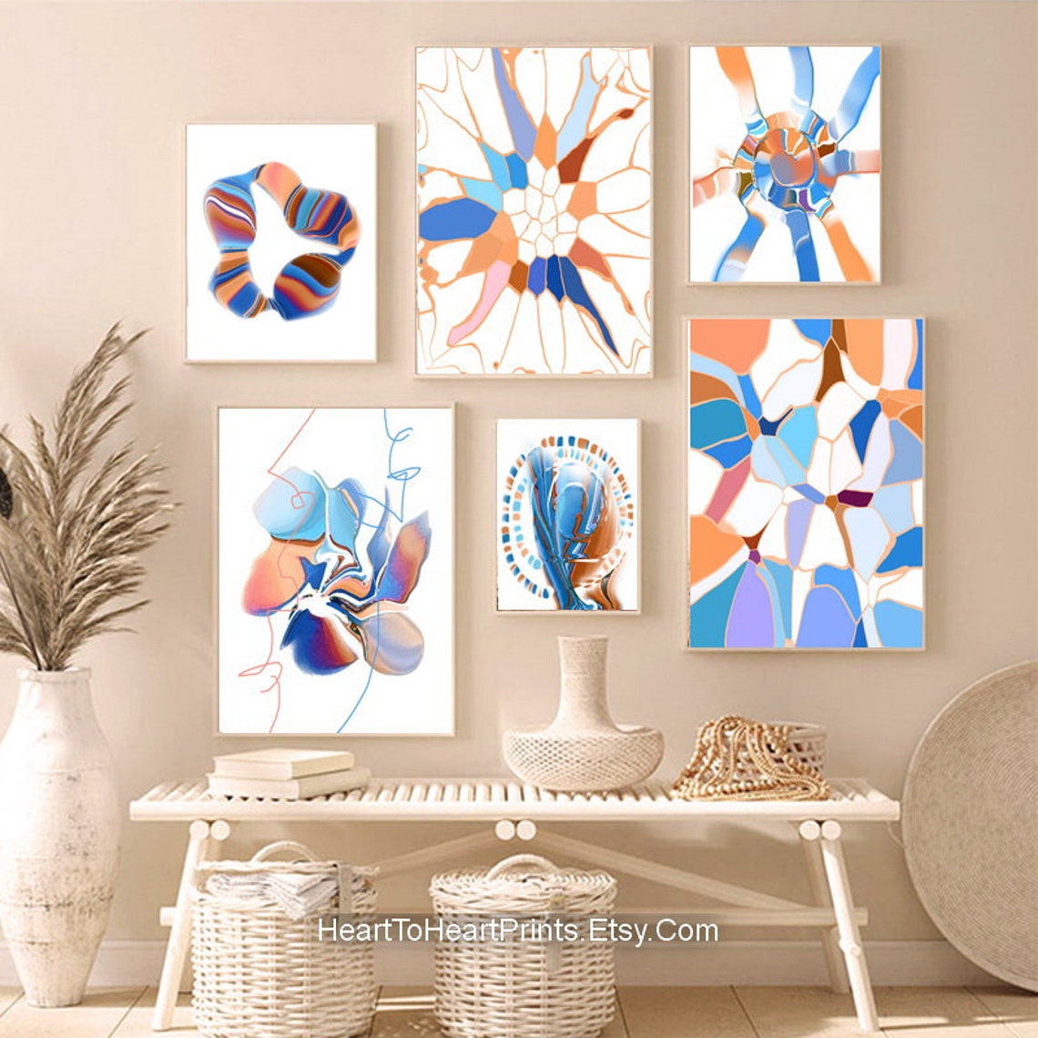 Blue Orange Abstract Set of 12 Posters Abstract Painting - Etsy