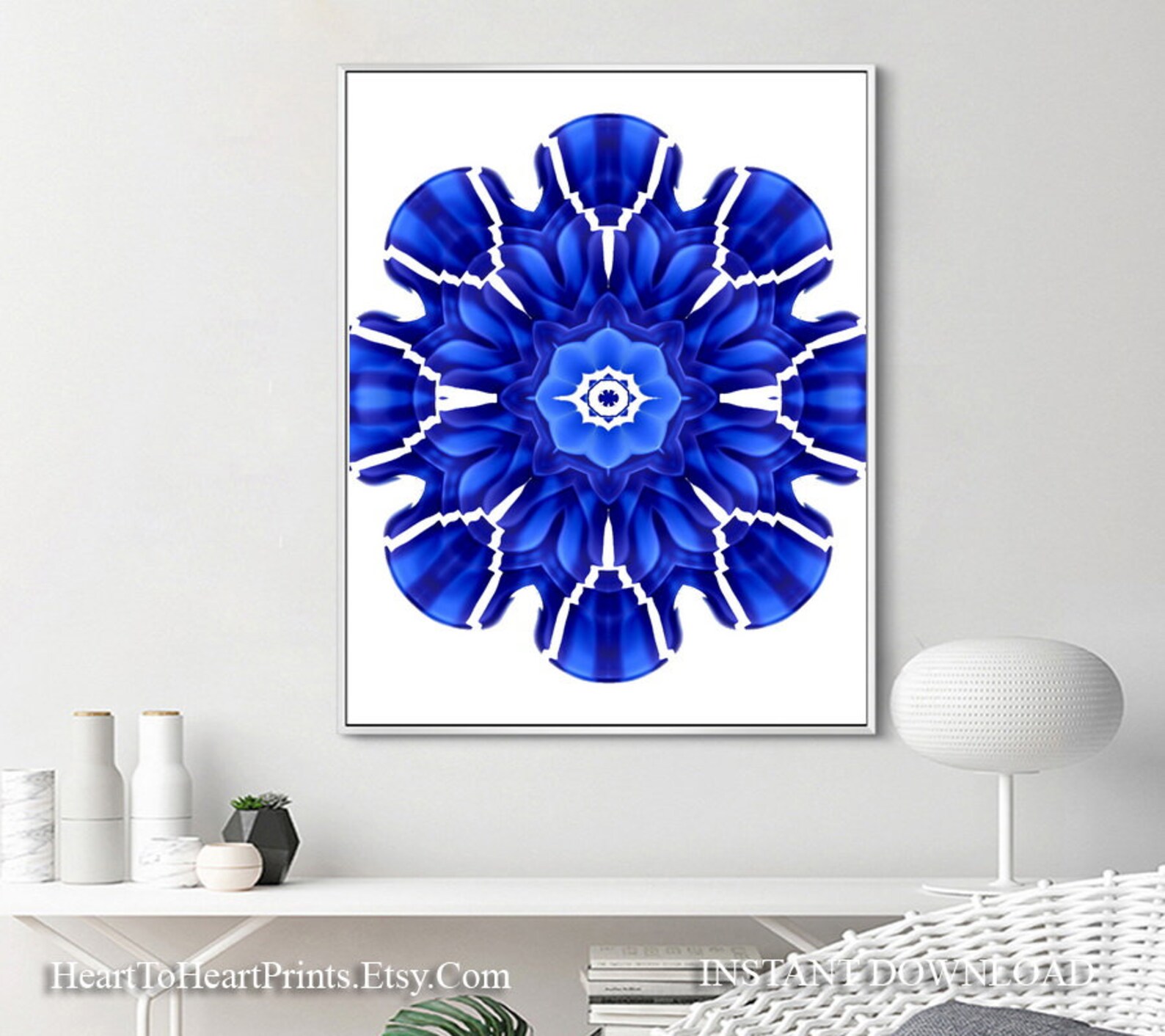 Royal Blue Wall Art Set of 3 Prints Blue Living Room Decor - Etsy
