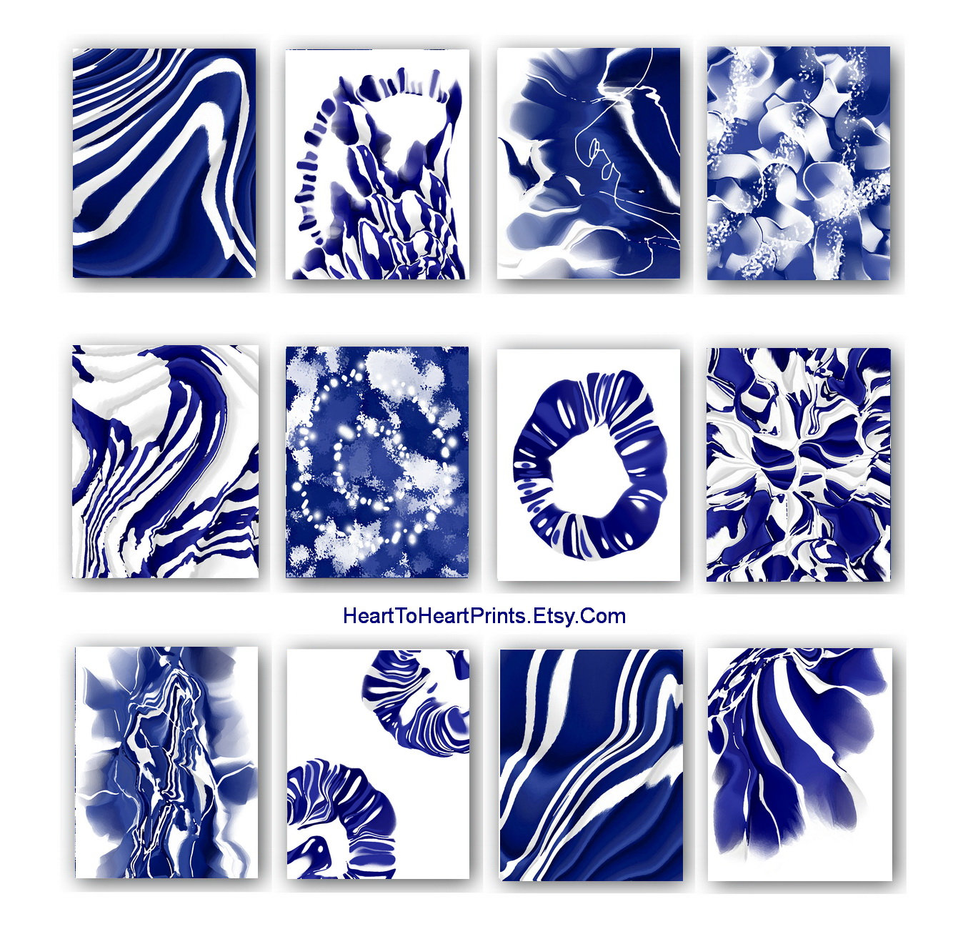 Blue Abstract Set of 12 Posters Abstract Painting PRINTABLE - Etsy