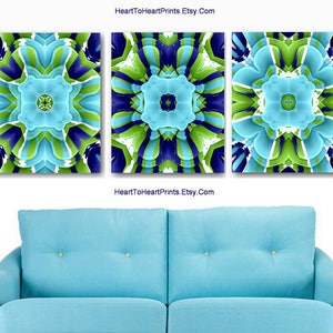 Blue Green Wall Art DIGITAL DOWNLOAD Set of 3 Rustic Aqua Blue Lime ...