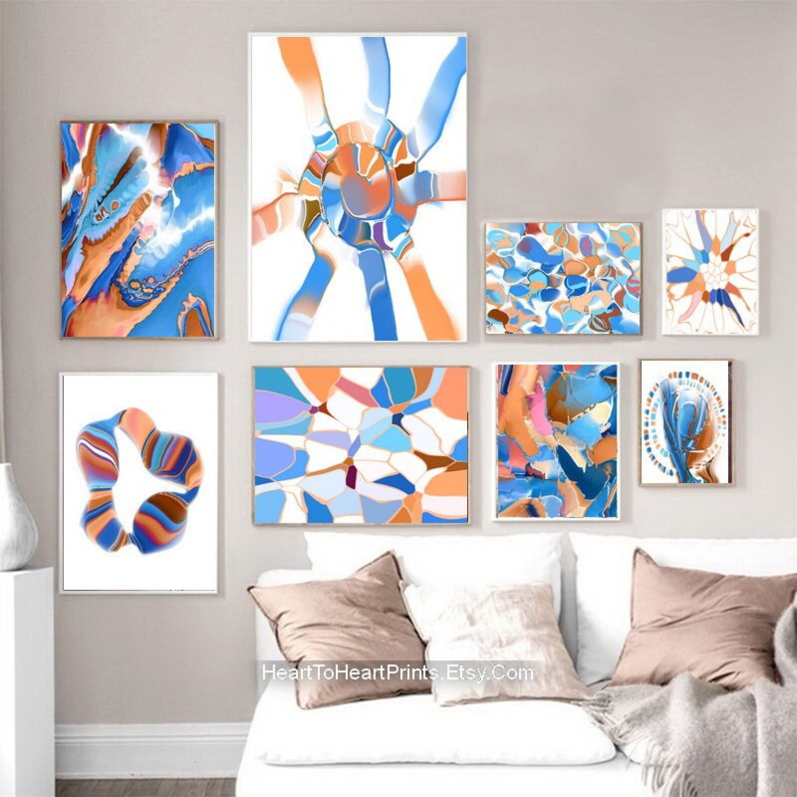 Blue Orange Abstract Set of 12 Posters Abstract Painting - Etsy