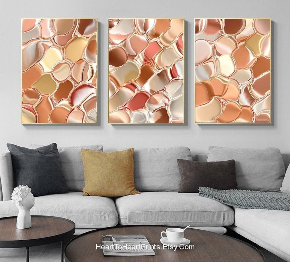 Terracotta Abstract Wall Art Set of 3 Posters Burnt Orange | Etsy