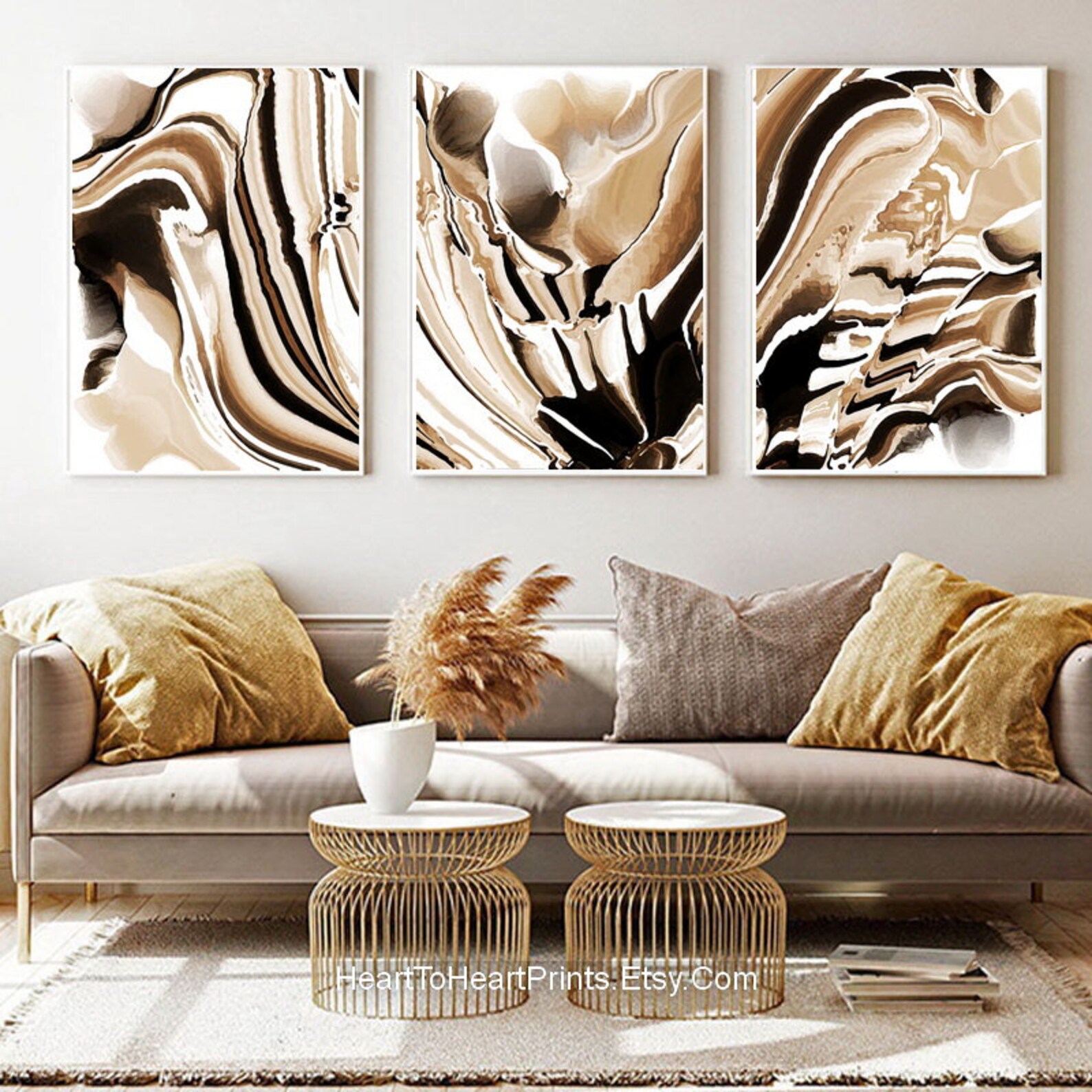 Neutral Boho Wall Art Set of 3 Posters Terracotta Black - Etsy