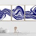 Navy Abstract Painting Set of 3 Prints Minimalist Wall Art Abstract ...