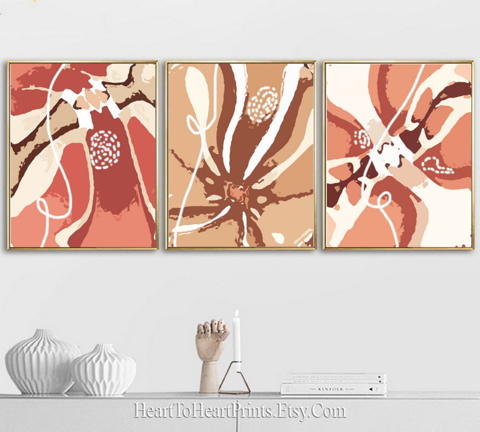 Burnt Orange Abstract Painting Set of 3 Posters DIGITAL - Etsy