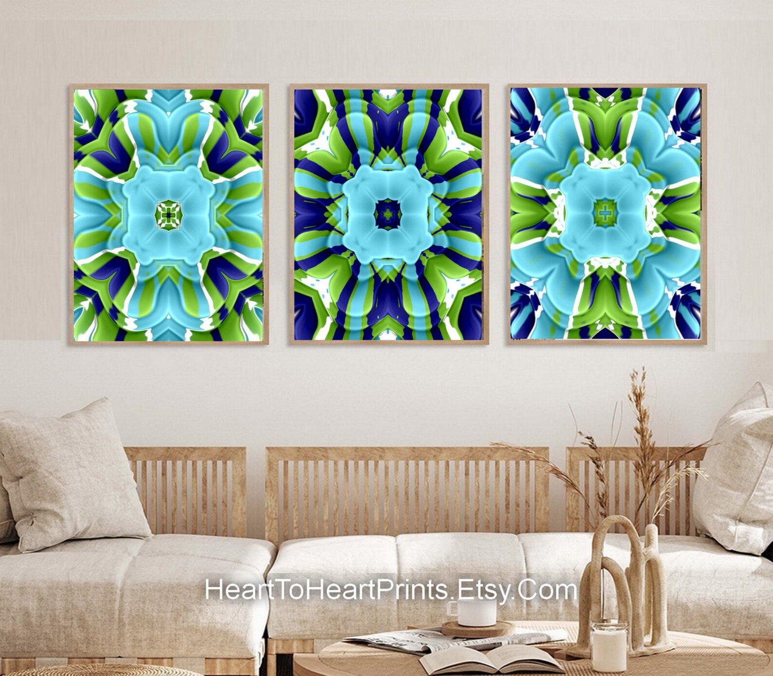 Blue Green Wall Art DIGITAL DOWNLOAD Set of 3 Rustic Aqua Blue Lime ...