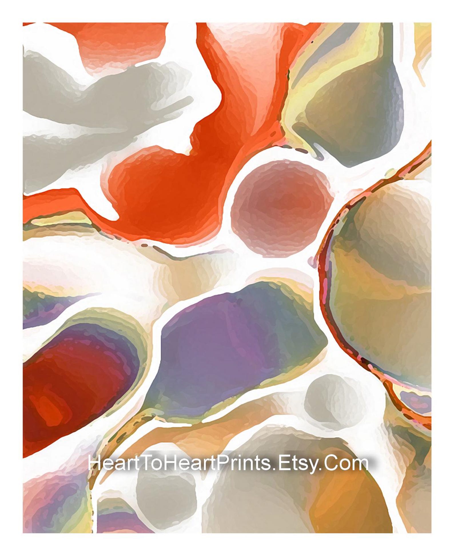 Orange Gray Geometric Poster Set of 3 Colorful Bright Abstract Print ...