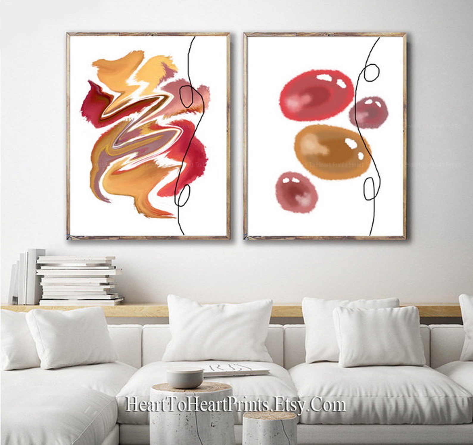 Burnt Orange Abstract Painting Set of 2 Prints Printable Wall - Etsy