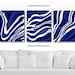 Navy Abstract Painting Set of 3 Prints Minimalist Wall Art Abstract ...