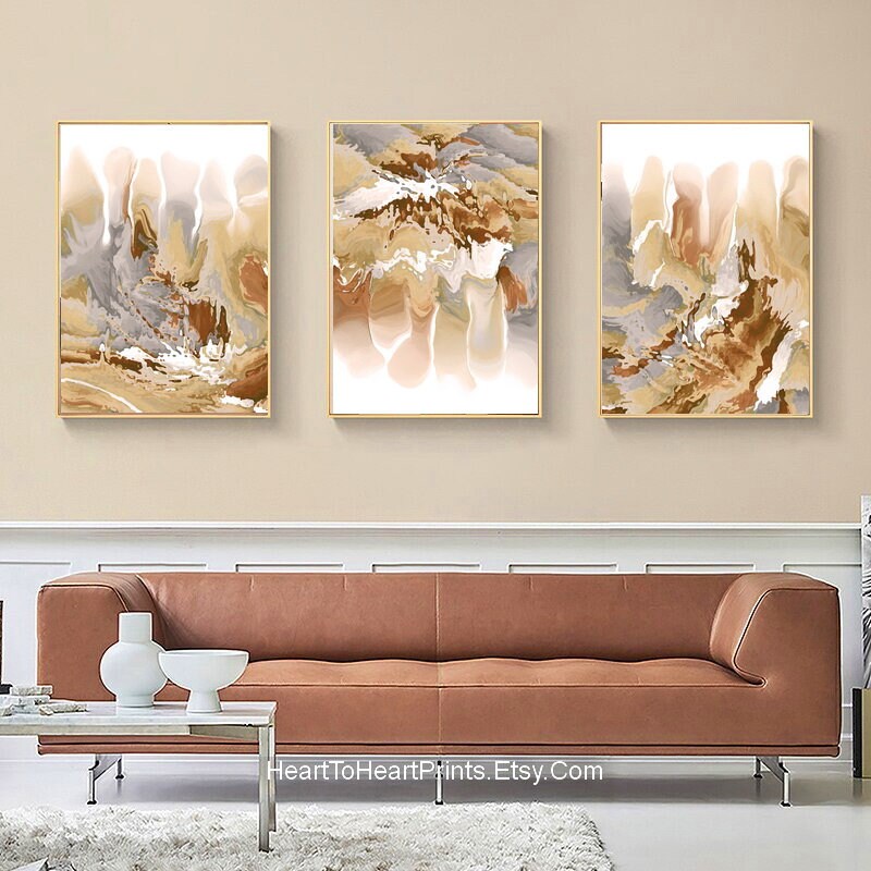 Neutral Abstract Painting Set of 3 Posters Canvas DOWNLOADABLE - Etsy
