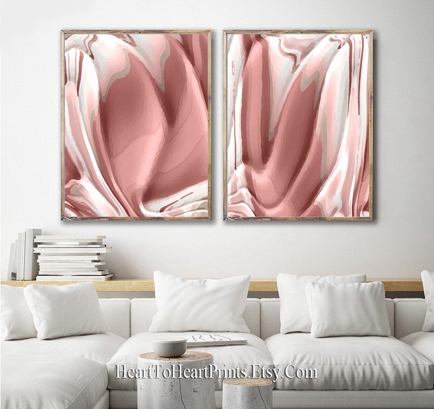 Pink Abstract Wall Art Set of 2 Prints Blush Pink Abstract - Etsy