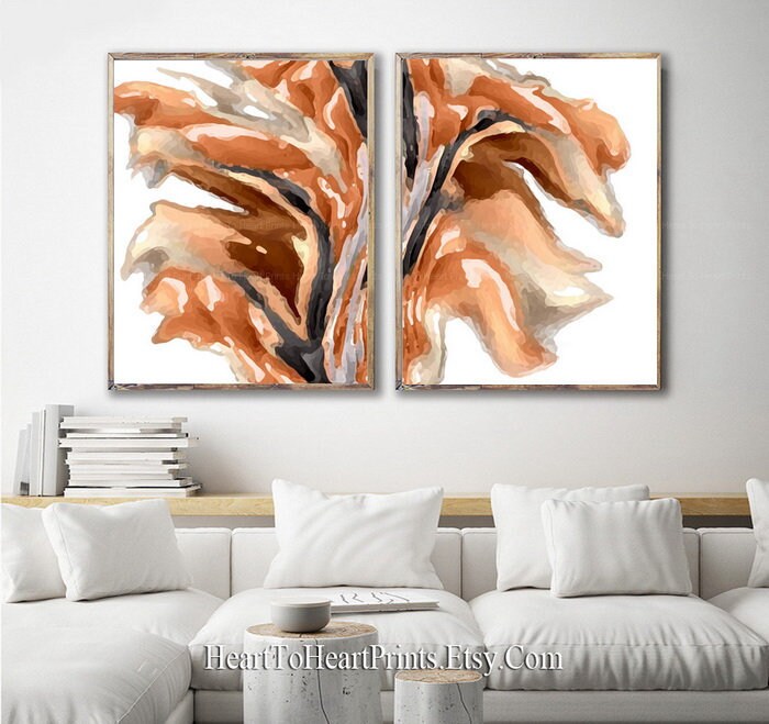 Orange Abstract Painting Set of 2 Prints Terracotta Printable | Etsy