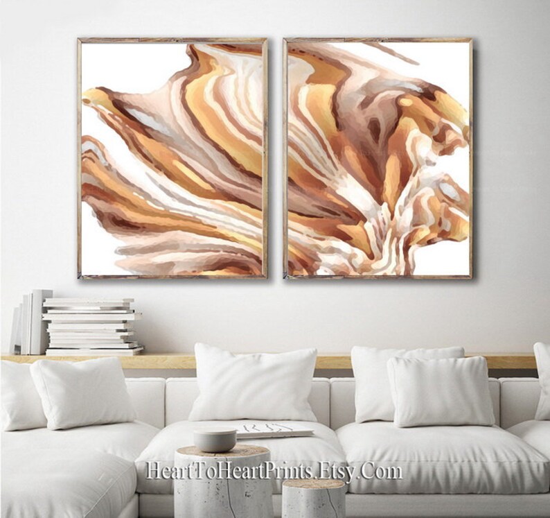 Burnt Orange Abstract Painting Set of 2 Prints Printable Wall - Etsy