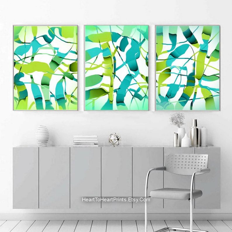 Green Abstract Canvas PRINTABLE Wall Art Lime Green Teal Abstract ...