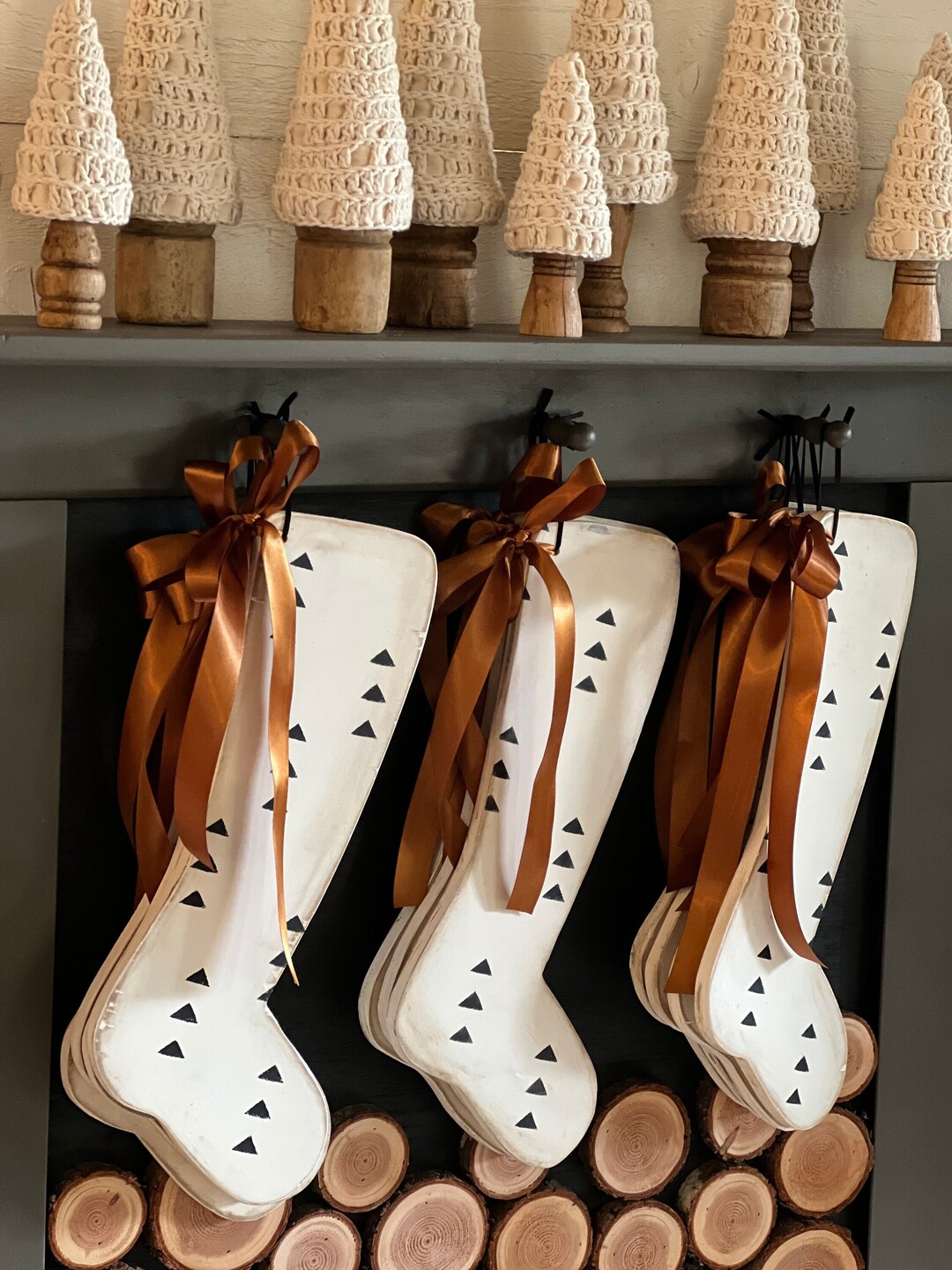 Wooden Stocking, Christmas Sock, Christmas Wreath Decor - Etsy