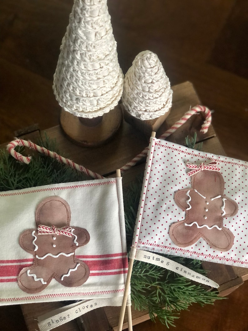 Gingerbread Cookie Flags Cotton Flags Tree Picks Floral - Etsy