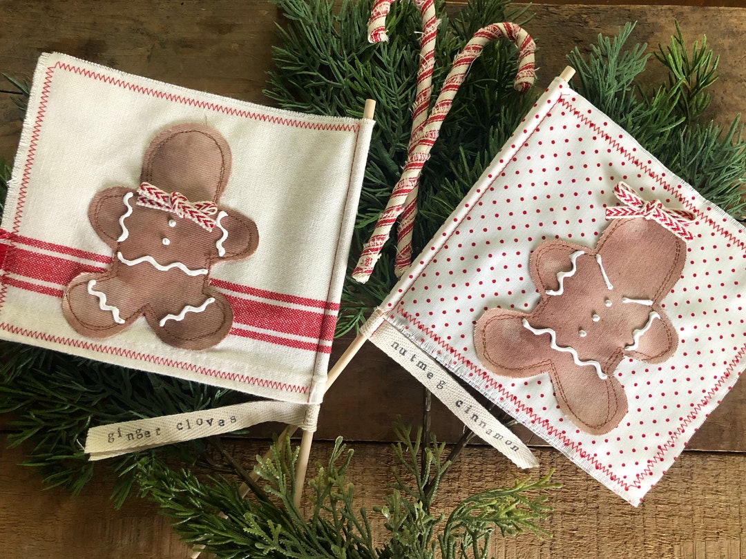 Gingerbread Cookie Flags, Cotton Flags, Tree Picks, Floral Picks ...