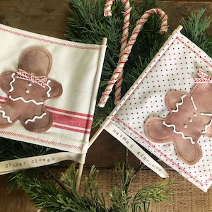 Gingerbread Cookie Flags, Cotton Flags, Tree Picks, Floral Picks ...