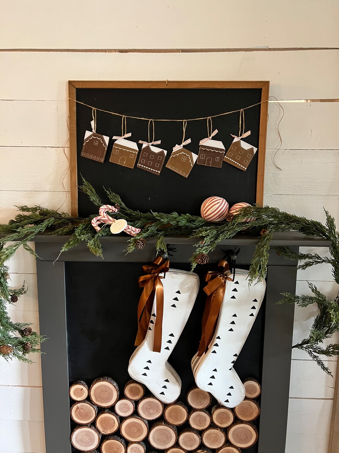 Wooden Stocking, Christmas Sock, Christmas Wreath Decor - Etsy