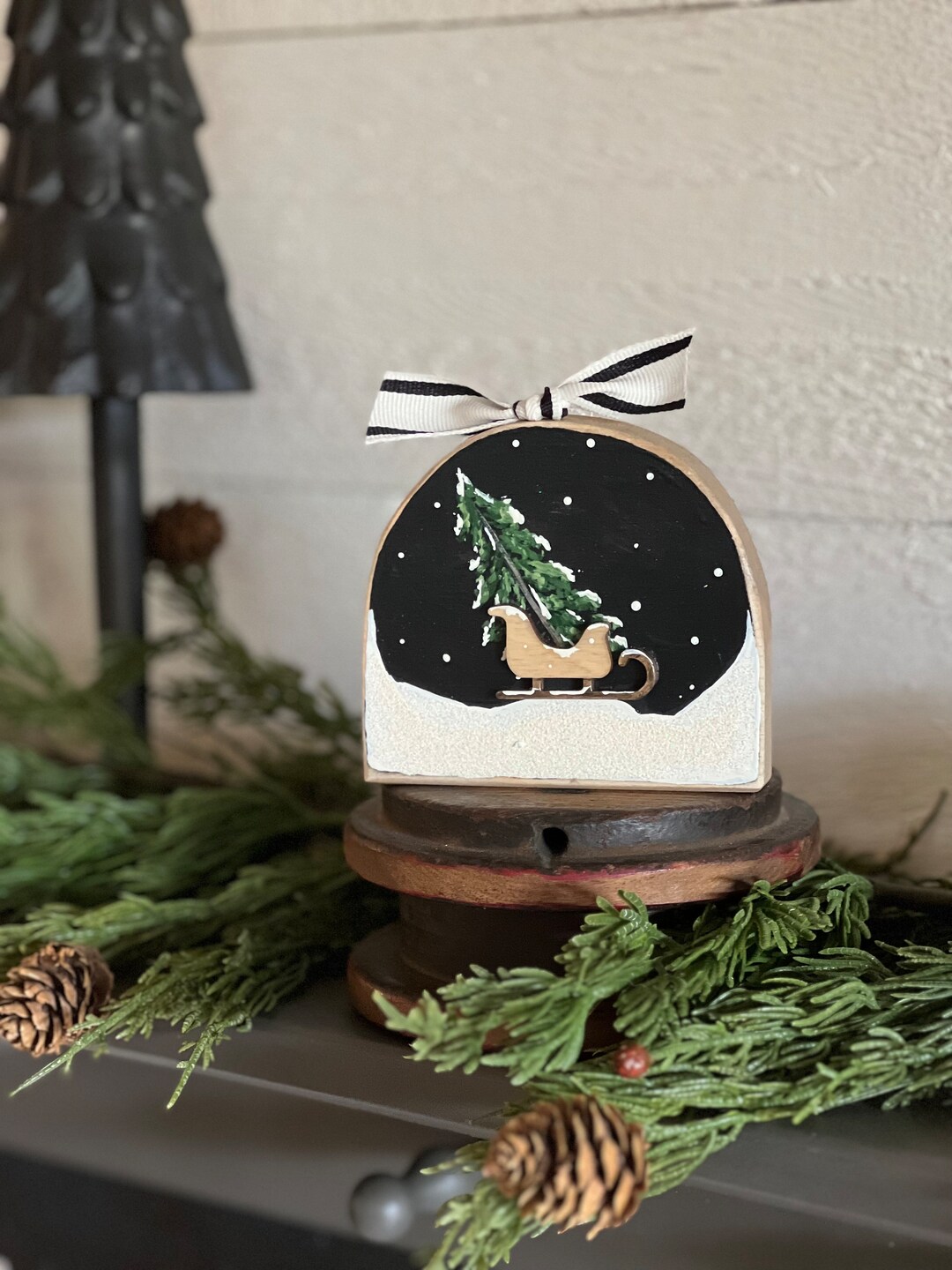 Snow Globe Ornament, Christmas Ornament, Wooden Ornaments, Shelf Sitter ...