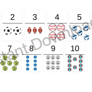 Numbers 1-10 Flashcards With Sports Balls for Kids to Learn to Count ...