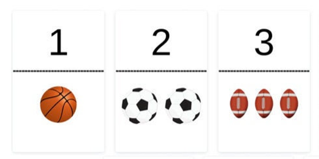 Numbers 1-10 Flashcards With Sports Balls for Kids to Learn to Count ...