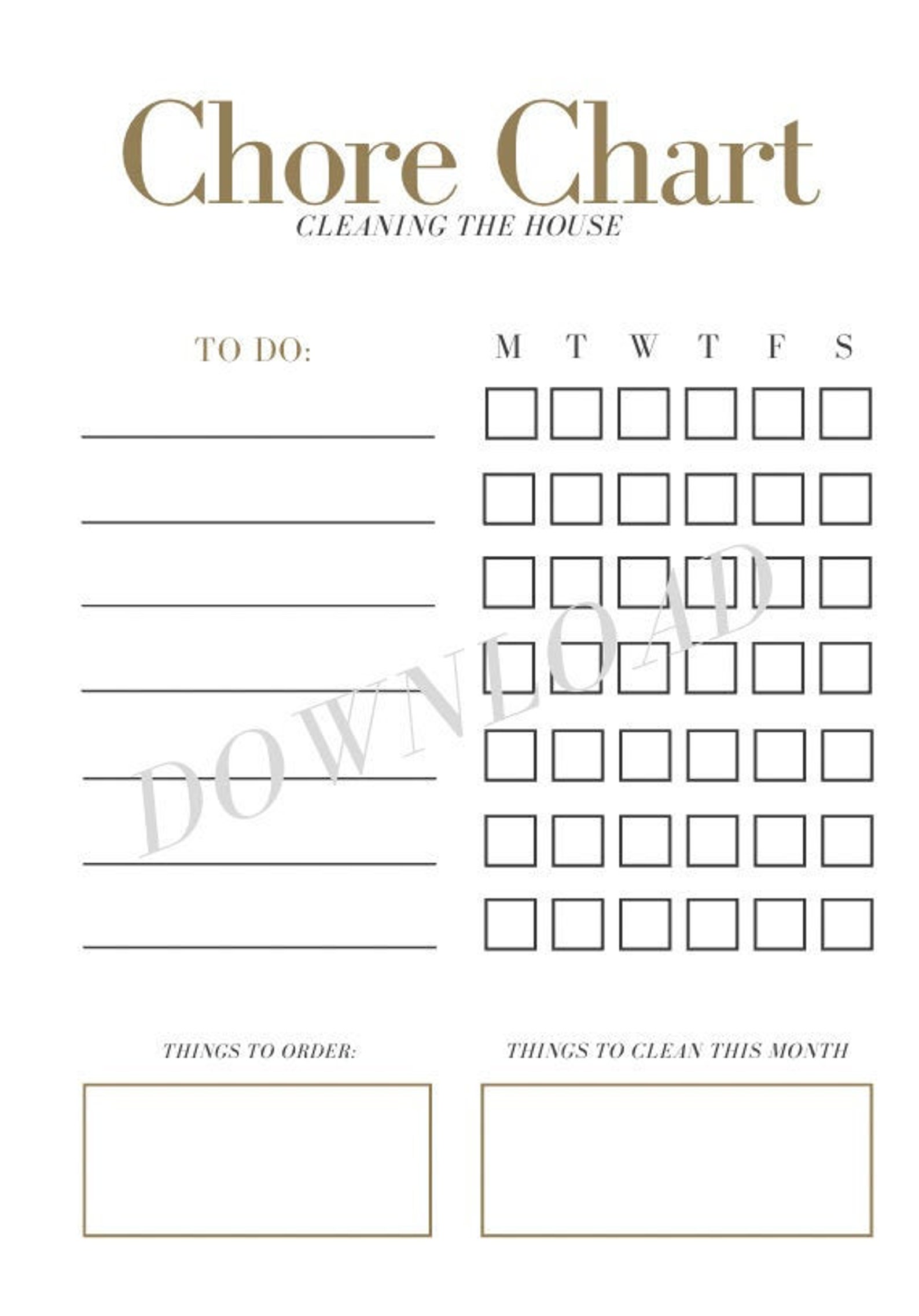 Cleaning the House Chore Chart Download and Print to Write on It Print ...