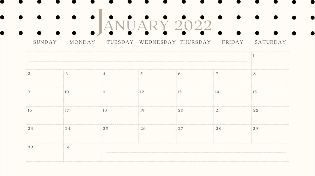 Calendar 2022 Download. Full Year Calendar Monthly Calendar. Black and ...