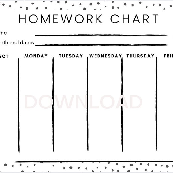 Homework Chart - Etsy
