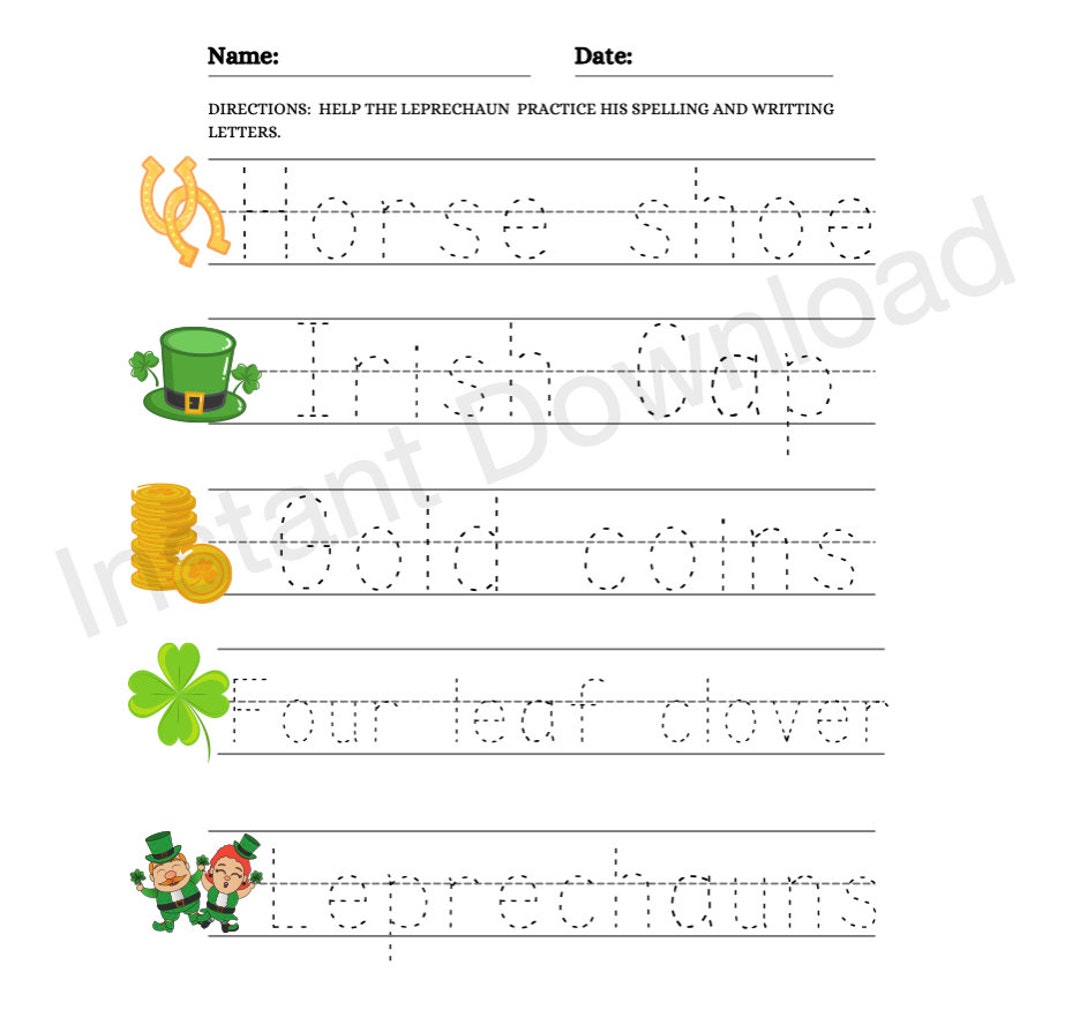 Fun St Patricks Day Writing and Spelling Fun Activity for Kids! - Etsy