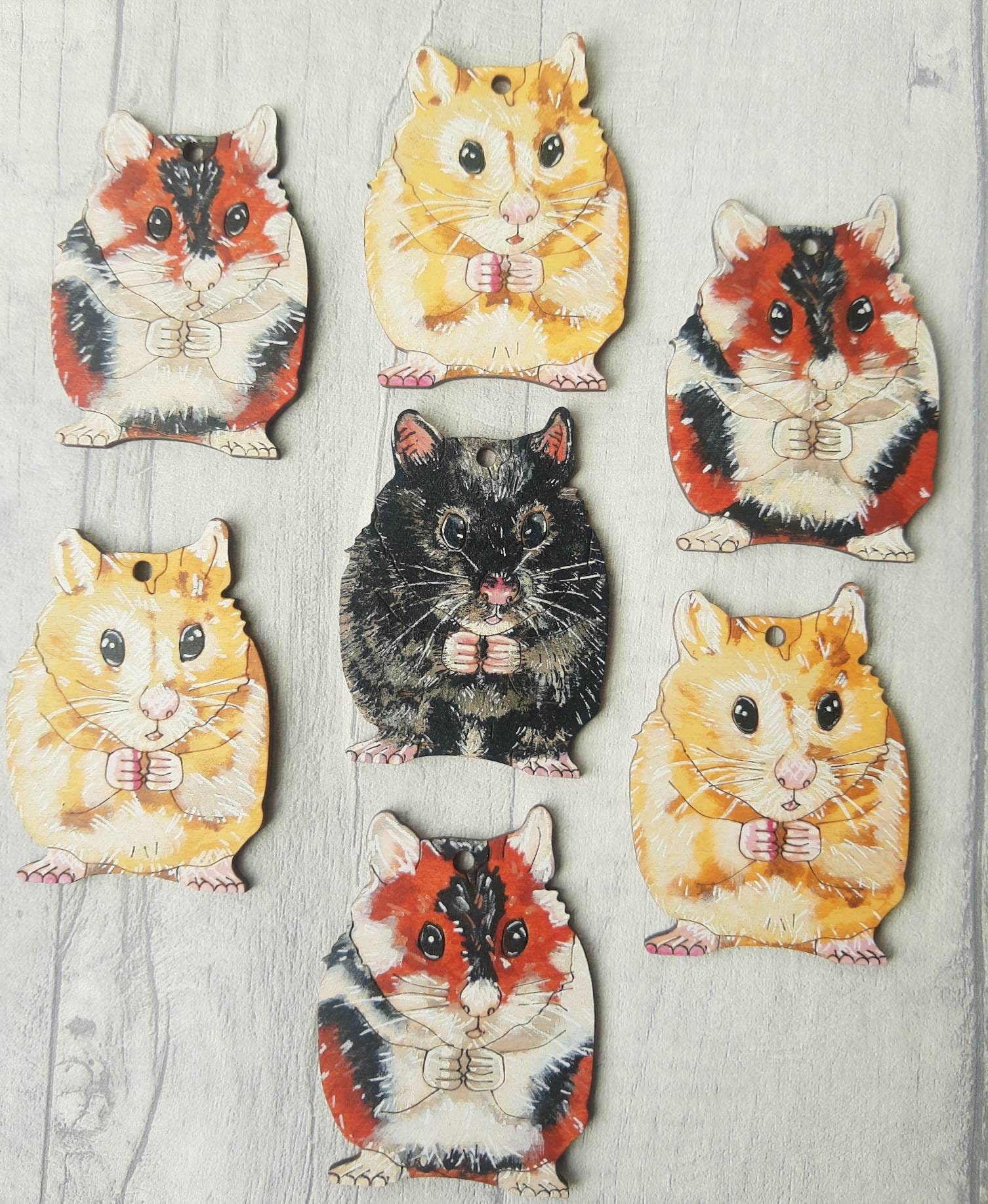 Hand Painted Wooden Hanging Hamster/rat/guinea Pig Decoration Painted ...