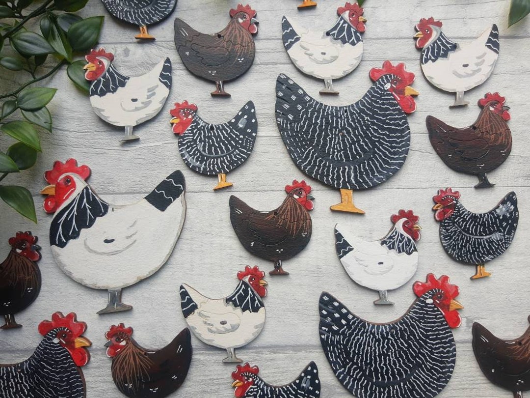 Hand Painted Wooden Hanging Chicken Decoration/painted on Both Sides ...