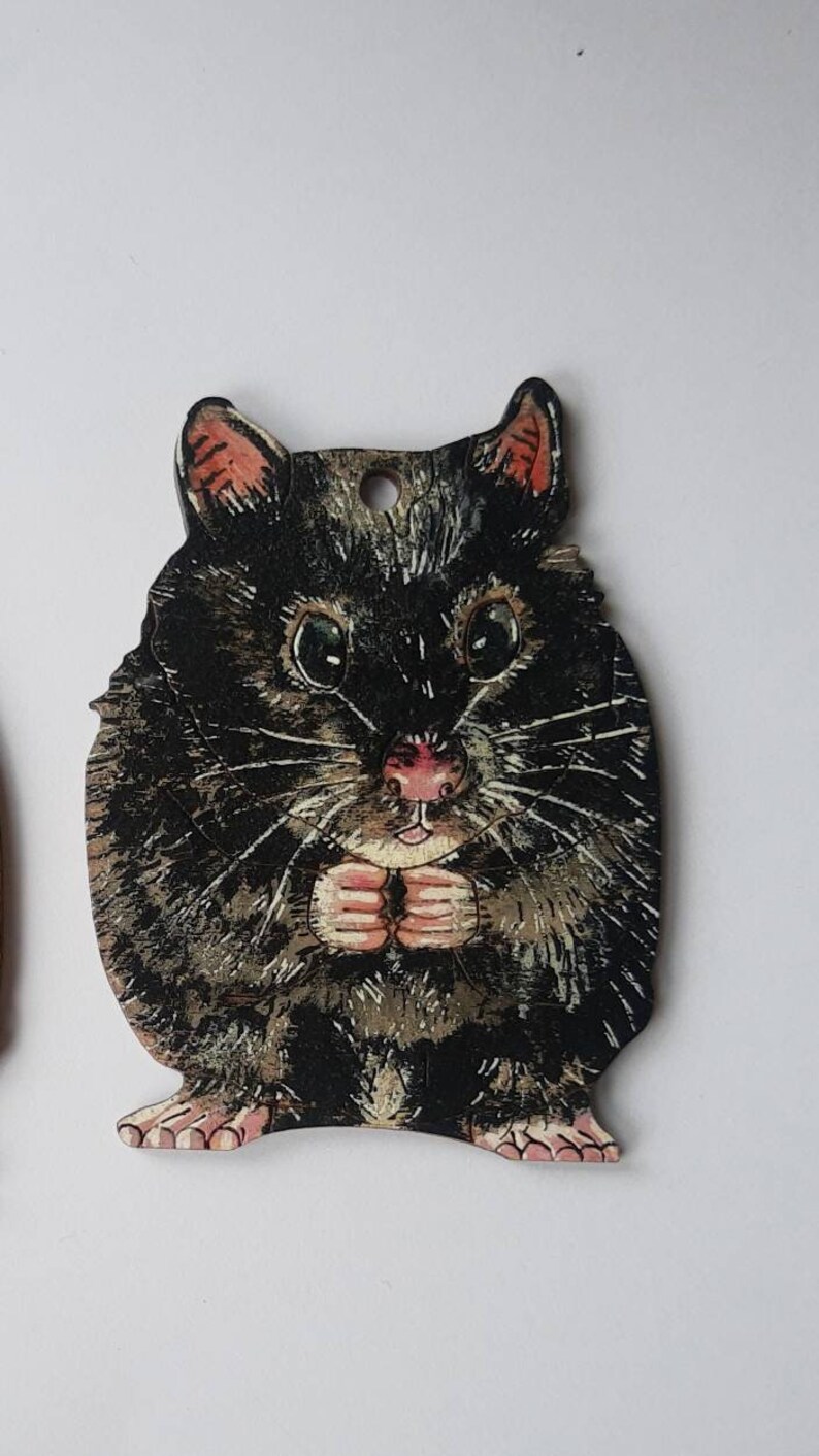 Hand Painted Wooden Hanging Hamster/rat/guinea Pig Decoration Painted ...