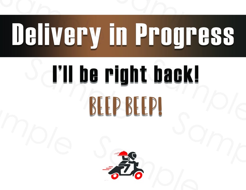 Printable "delivery in Progress Brown" Sign for Your Car Dashboard ...
