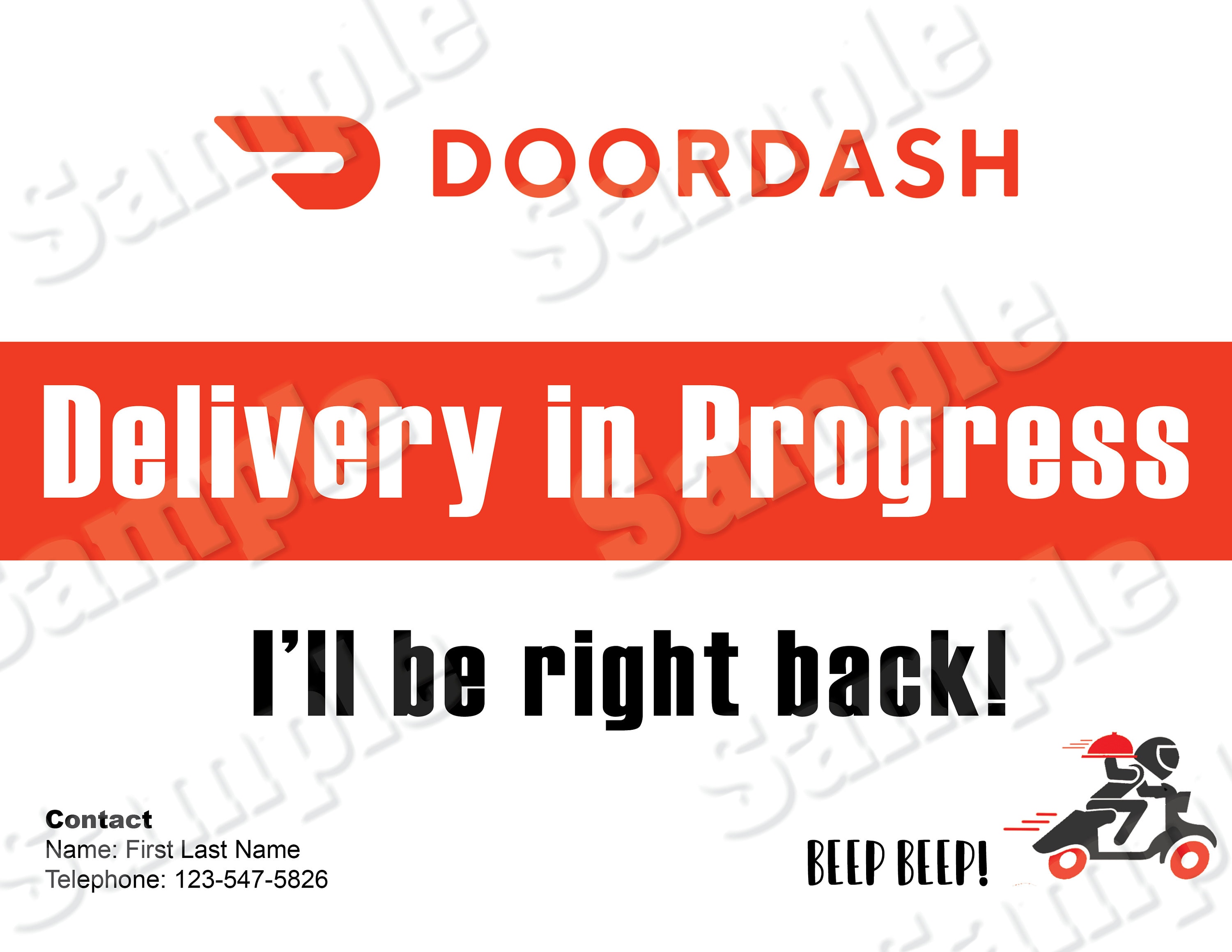 Door Dash - CUSTOM Printable "delivery in Progress" Sign for Your Car ...