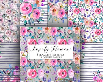 Pink Floral Paper | Etsy