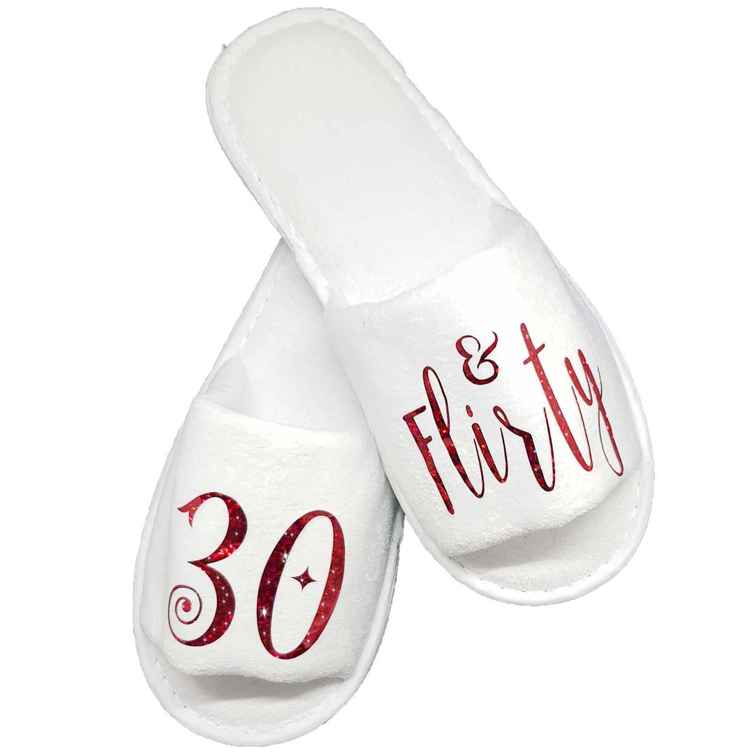 30th Birthday Slippers All Sizes Sparkling Red Velour 8 Mm - Etsy
