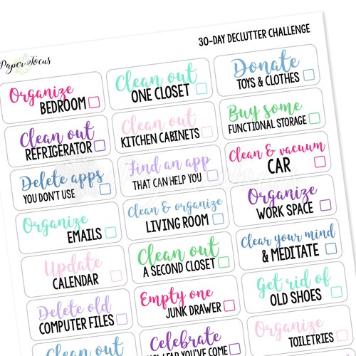 178530 Day Declutter Challenge Planner Stickers. - Etsy