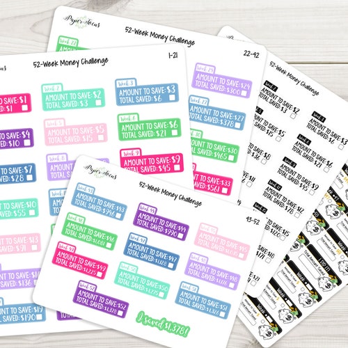 52 Week Money Challenge Planner Stickers We Also Have the | Etsy
