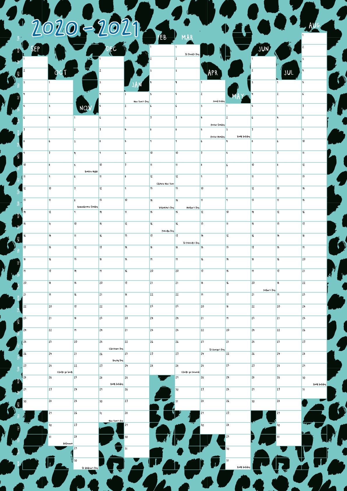 2023 Custom Print Wall Leopard Print Calendar Academic Year - Etsy UK