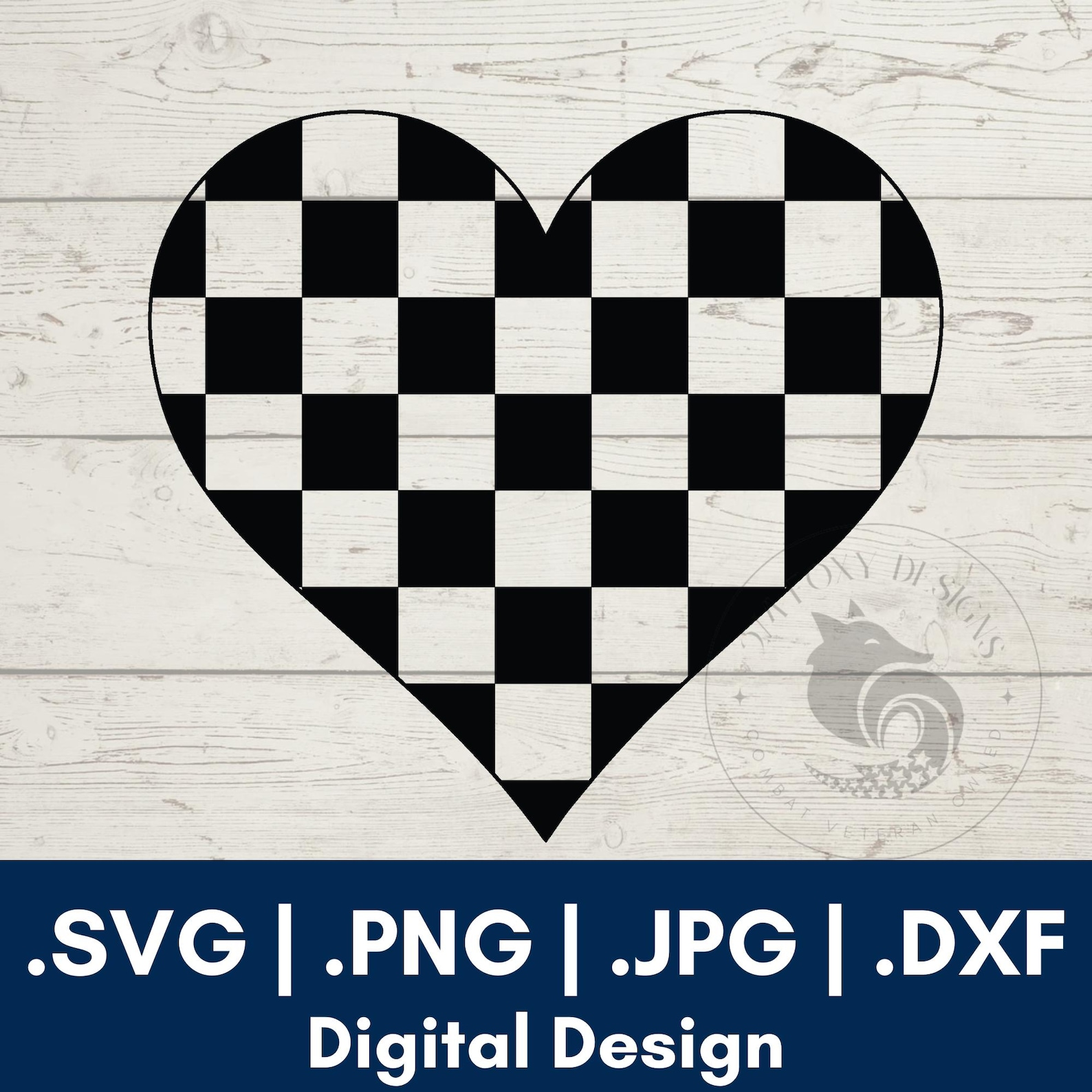 Checkered Heart SVG PNG DXF Jpg | Retro Checkerboard Heart Digital ...