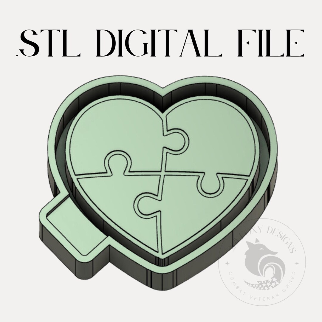 Autism Heart Digital Design for Freshie Blank Mold Housing Molding 3d ...