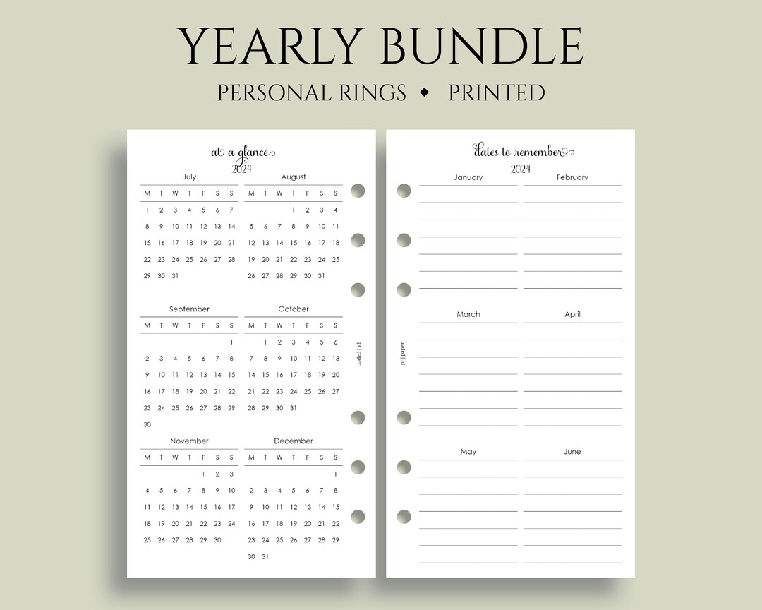 Yearly Calendar Bundle, Year-at-a-glance, Dates to Remember, U.S ...