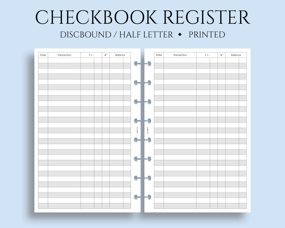Checkbook Register Inserts, Check Transaction Register Pages, Budget ...